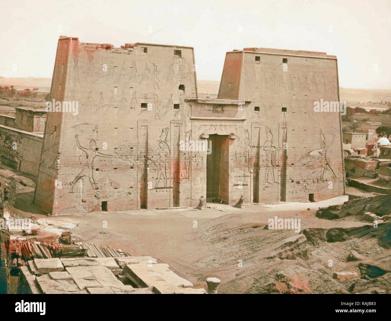 Temple of Horus. Edfu, Egypt. 1898, Egypt, Idfū. Reimagined by Gibon ...