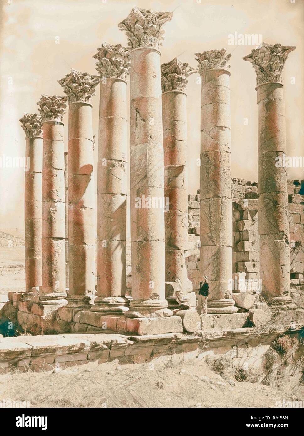 Ruins of Jerash (Gerasa). Pillars of Artemis. 1898, Jordan, Gerasa ...