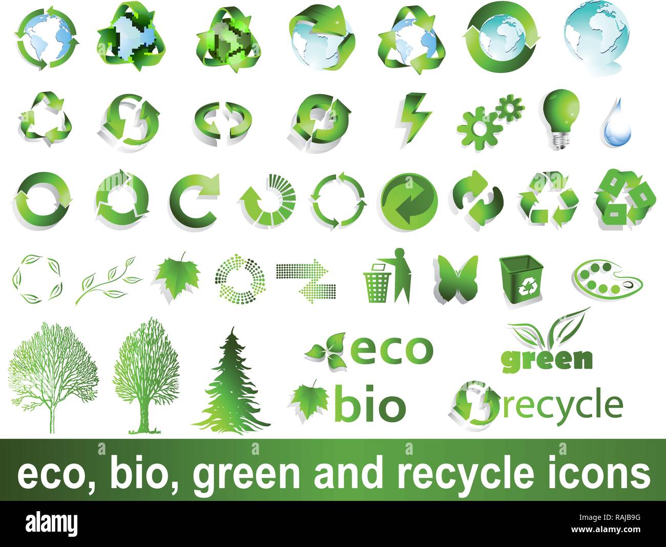 Collection Eco Design Elements, Isolated On White Background, Vector ...