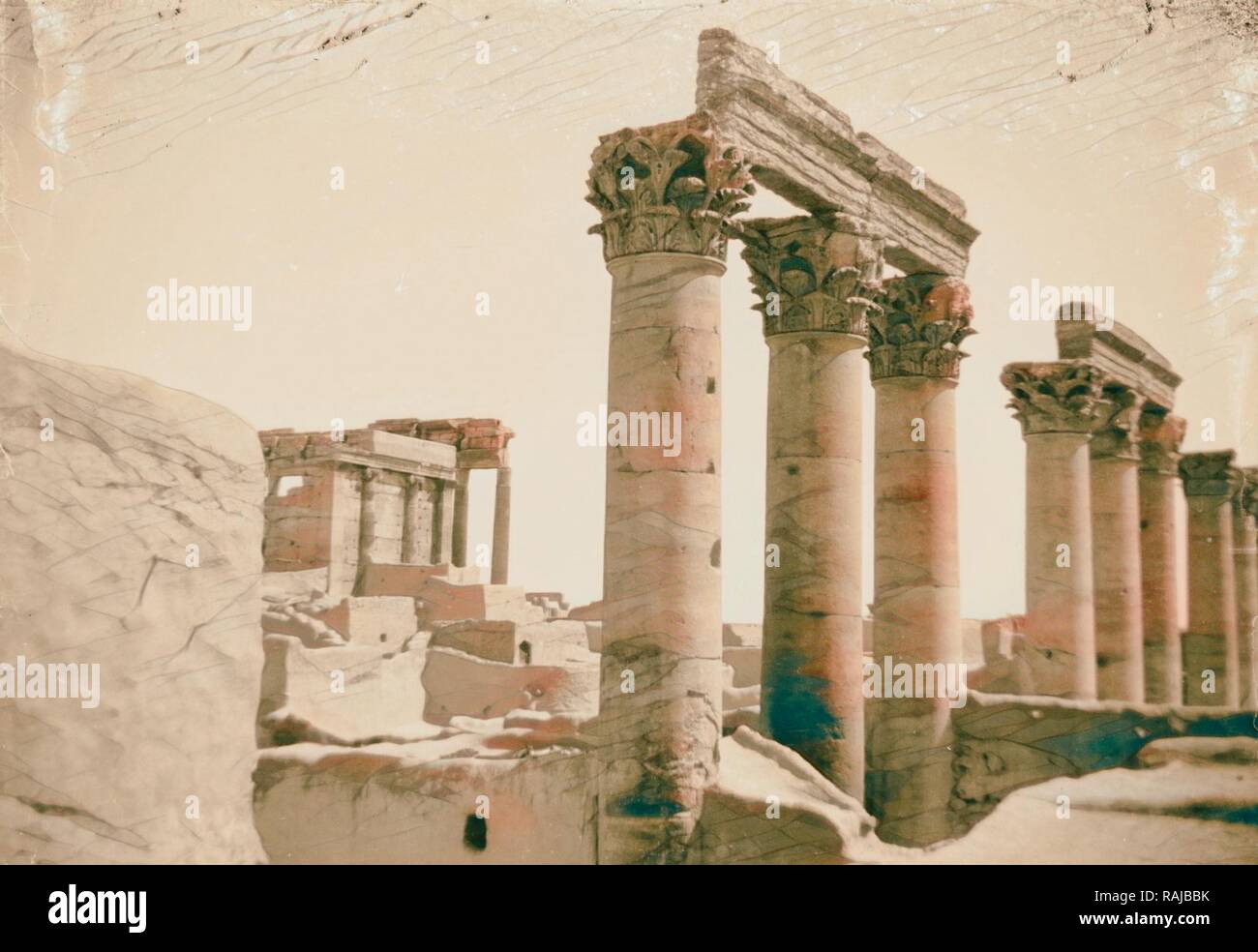 Palmyra (Tadmor). Pillars in Temple of the Sun 1900, Syria, Tadmur ...
