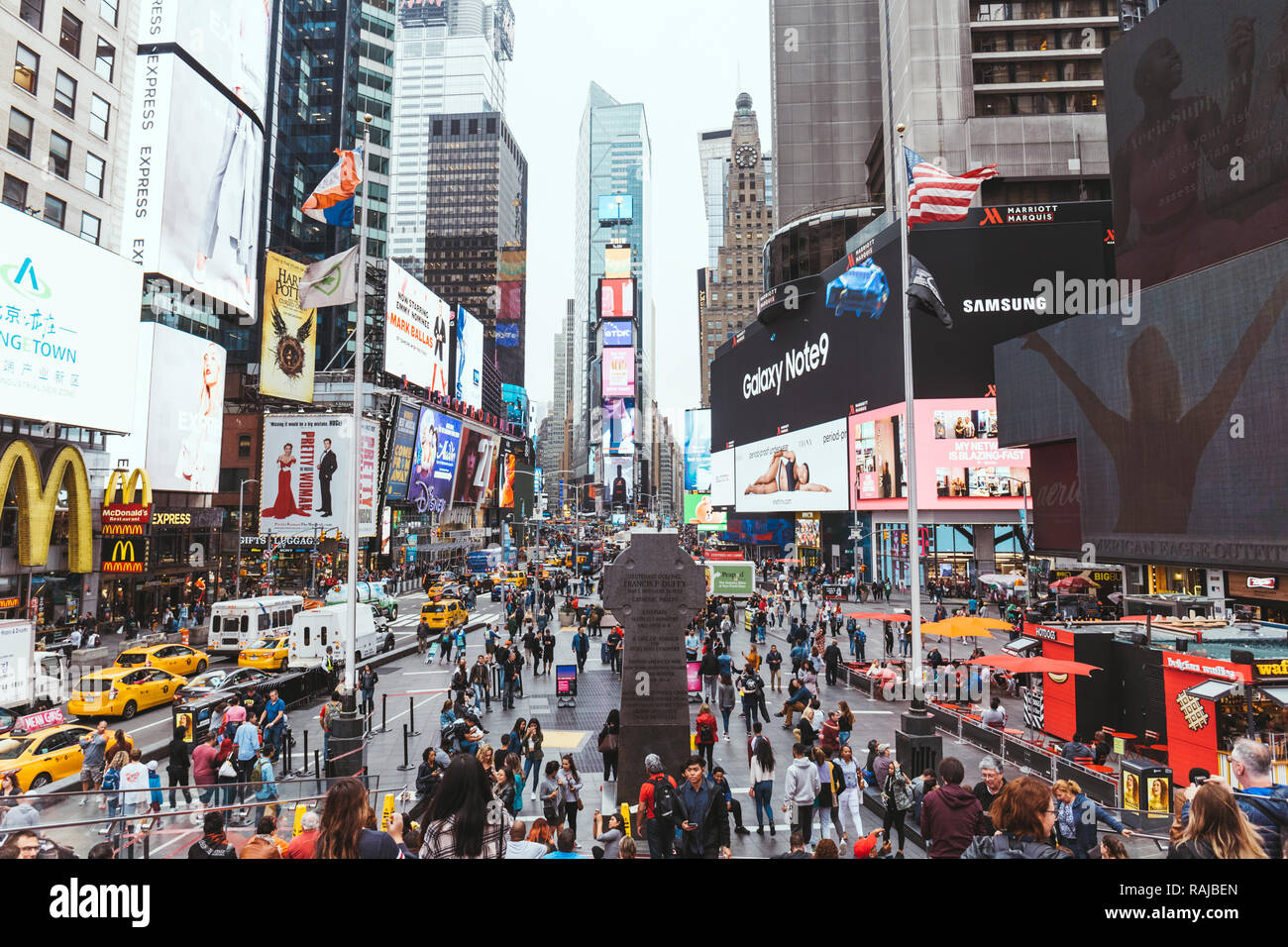 TIMES SQUARE, NEW YORK, USA - OCTOBER 8, 2018: urban scene with crowded ...