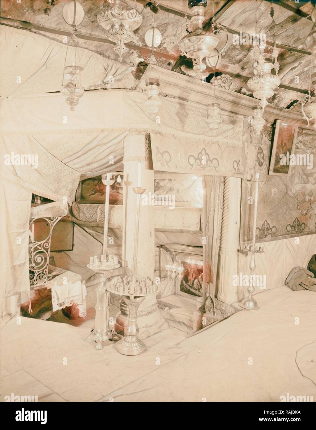 The manger, Church of the Nativity, Feb. 1945, West Bank, Bethlehem ...