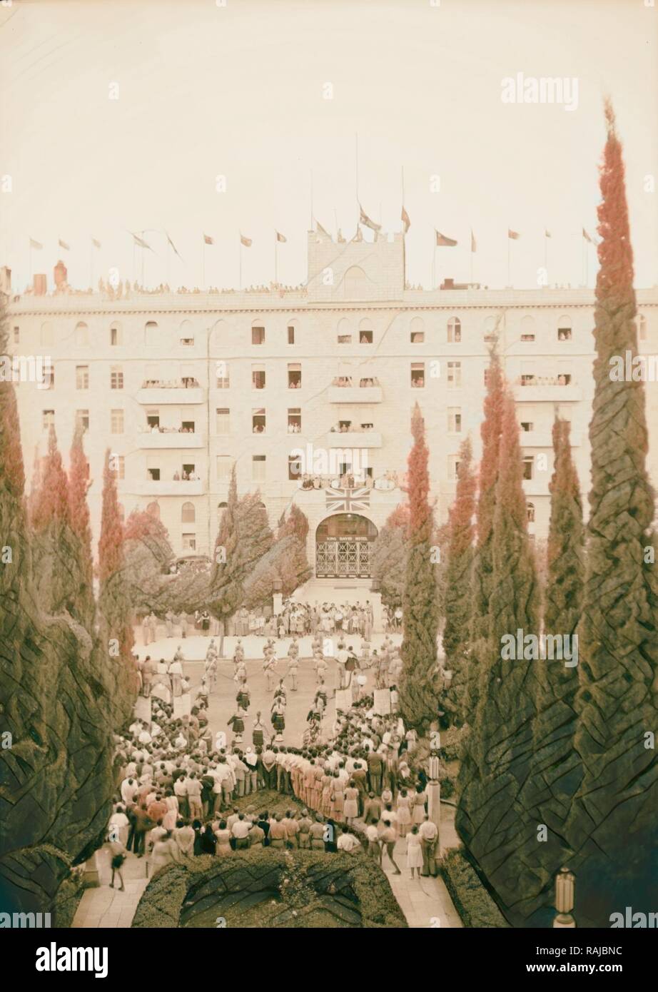 V.J. Day, sounding of the retreat in front of King David Hotel, Aug. 15 ...