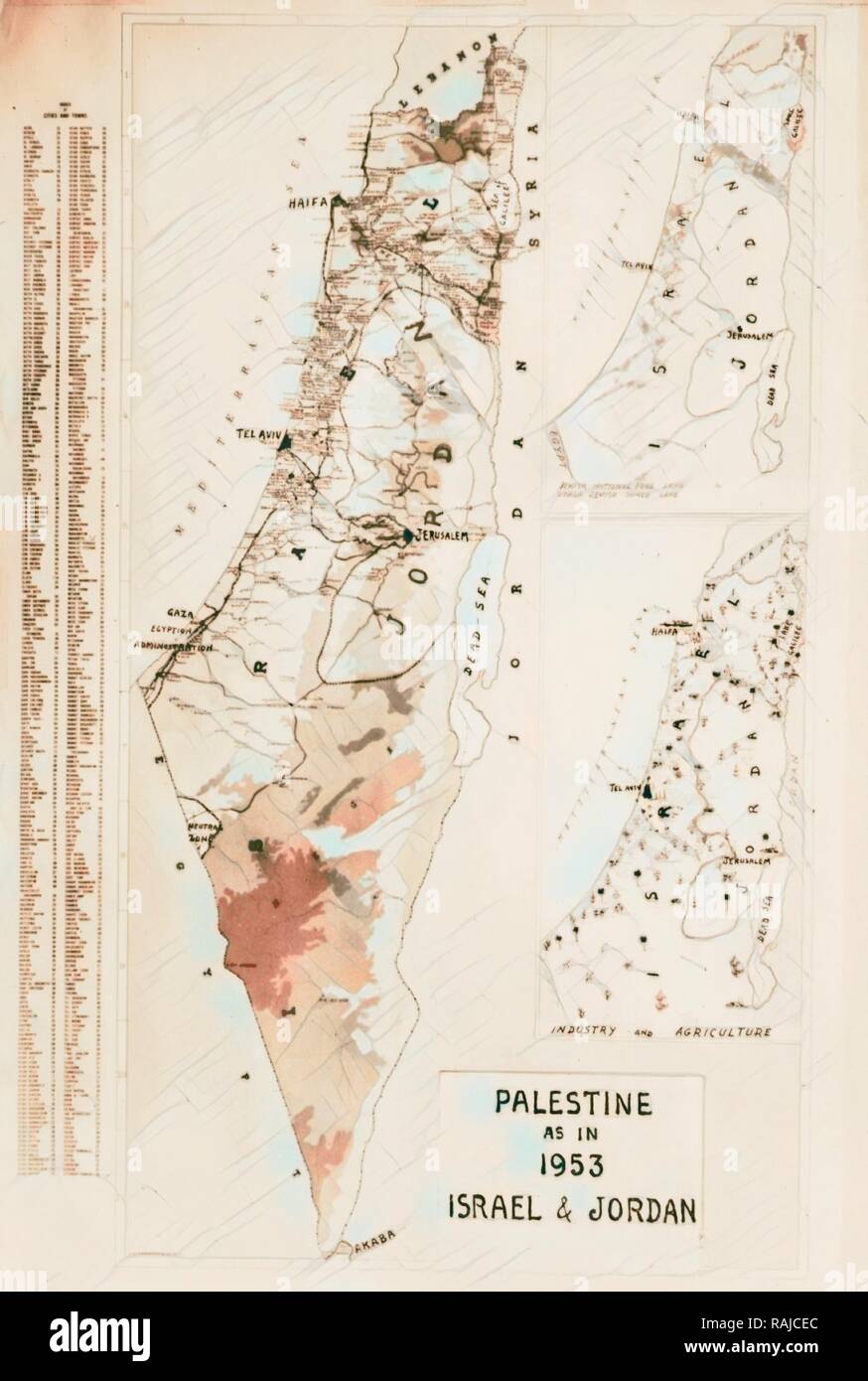 Palestine & 'Israel' subjects of 1953. Palestine map as in 1953. 1953 ...
