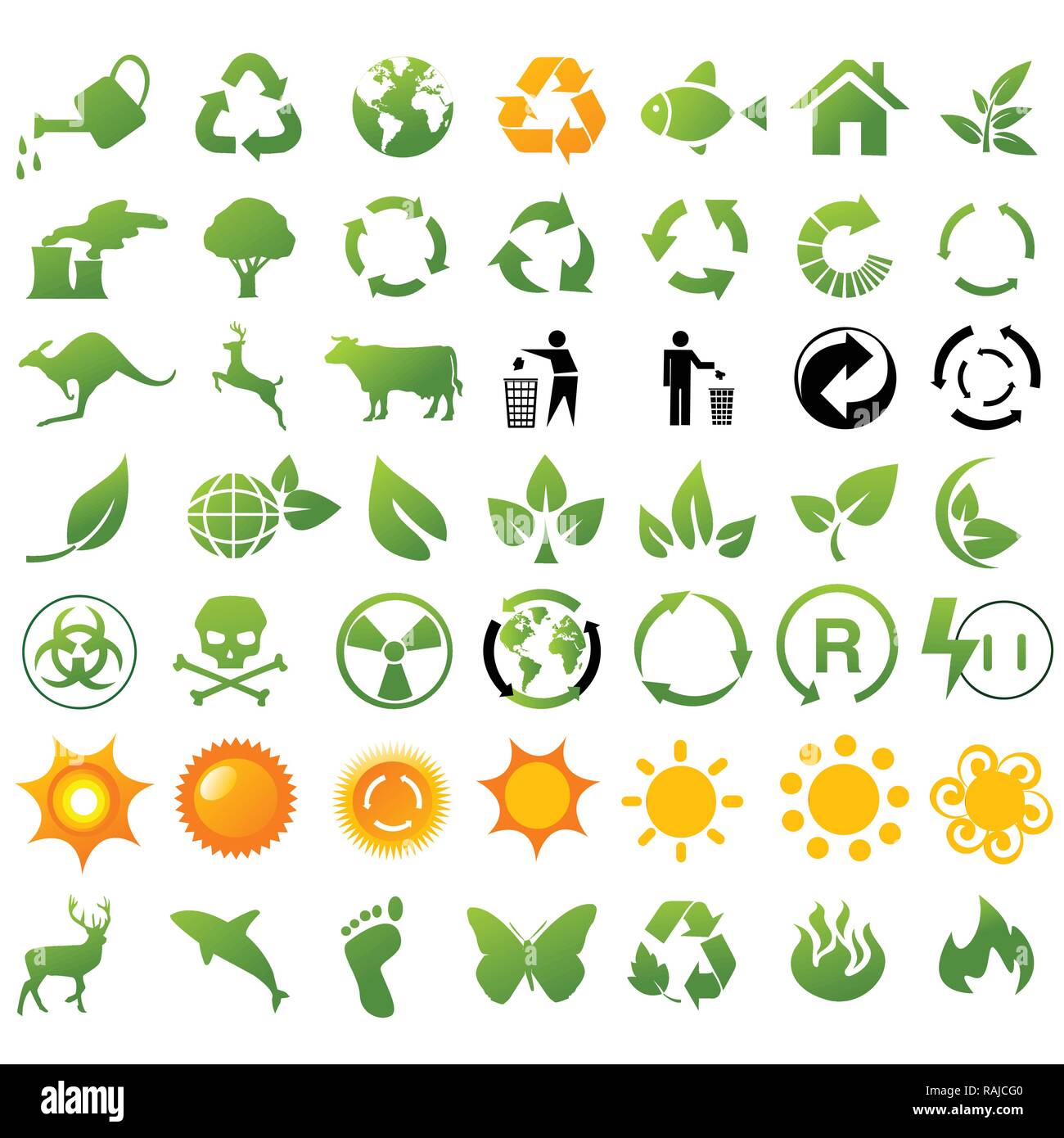 Collection Eco Design Elements, Isolated On White Background, Vector ...