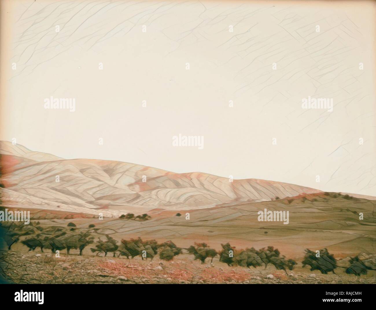 Rock strata in 1933, Middle East. Reimagined by Gibon. Classic art with ...
