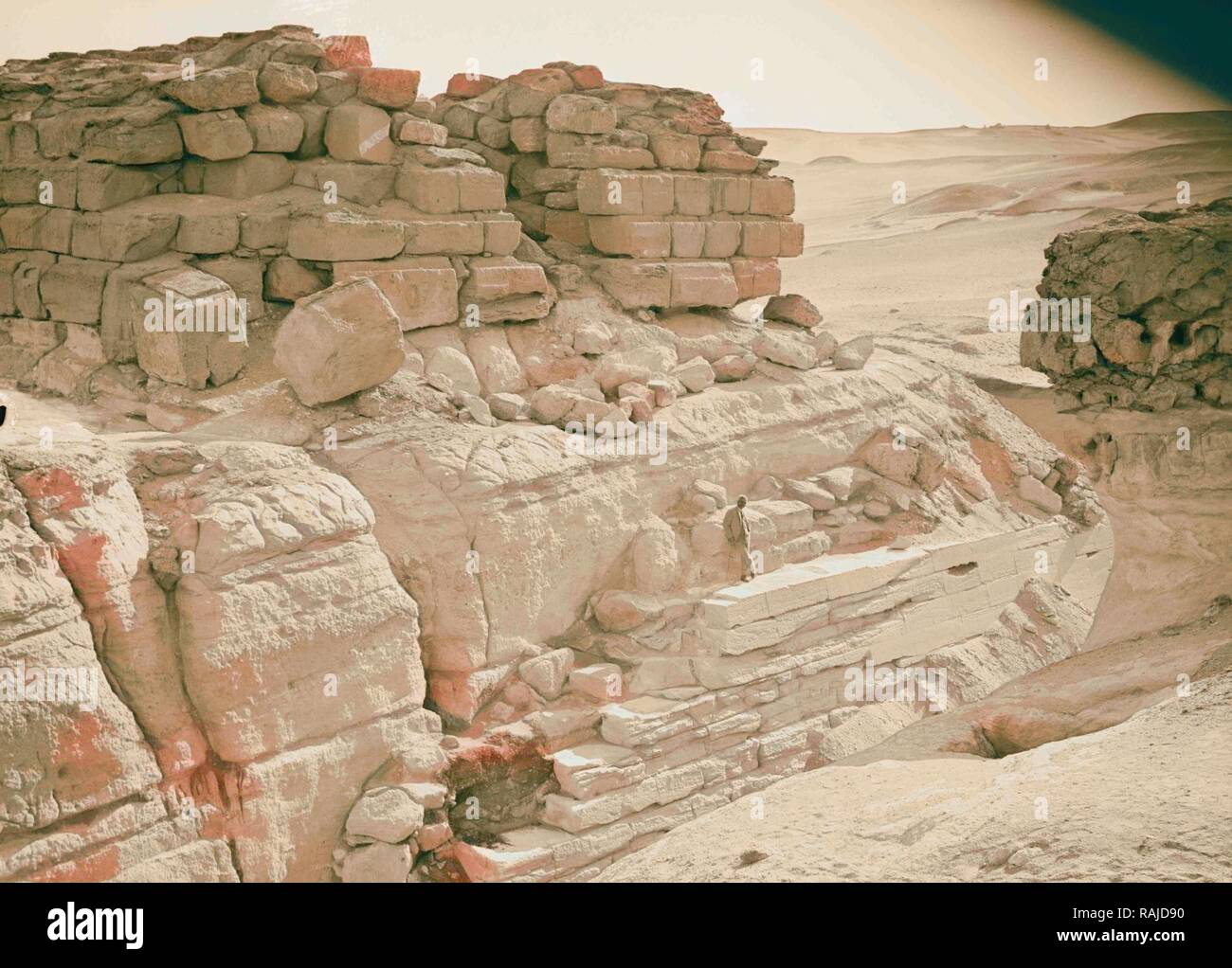 The fourth pyramid of Gizeh, showing remains of smooth glacis on north ...