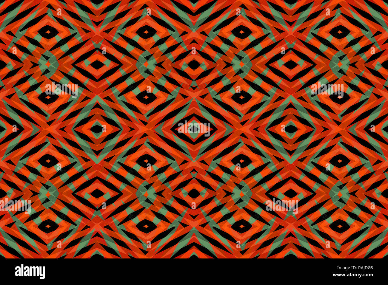 Orange, green and black diamond shapes pattern Stock Photo - Alamy