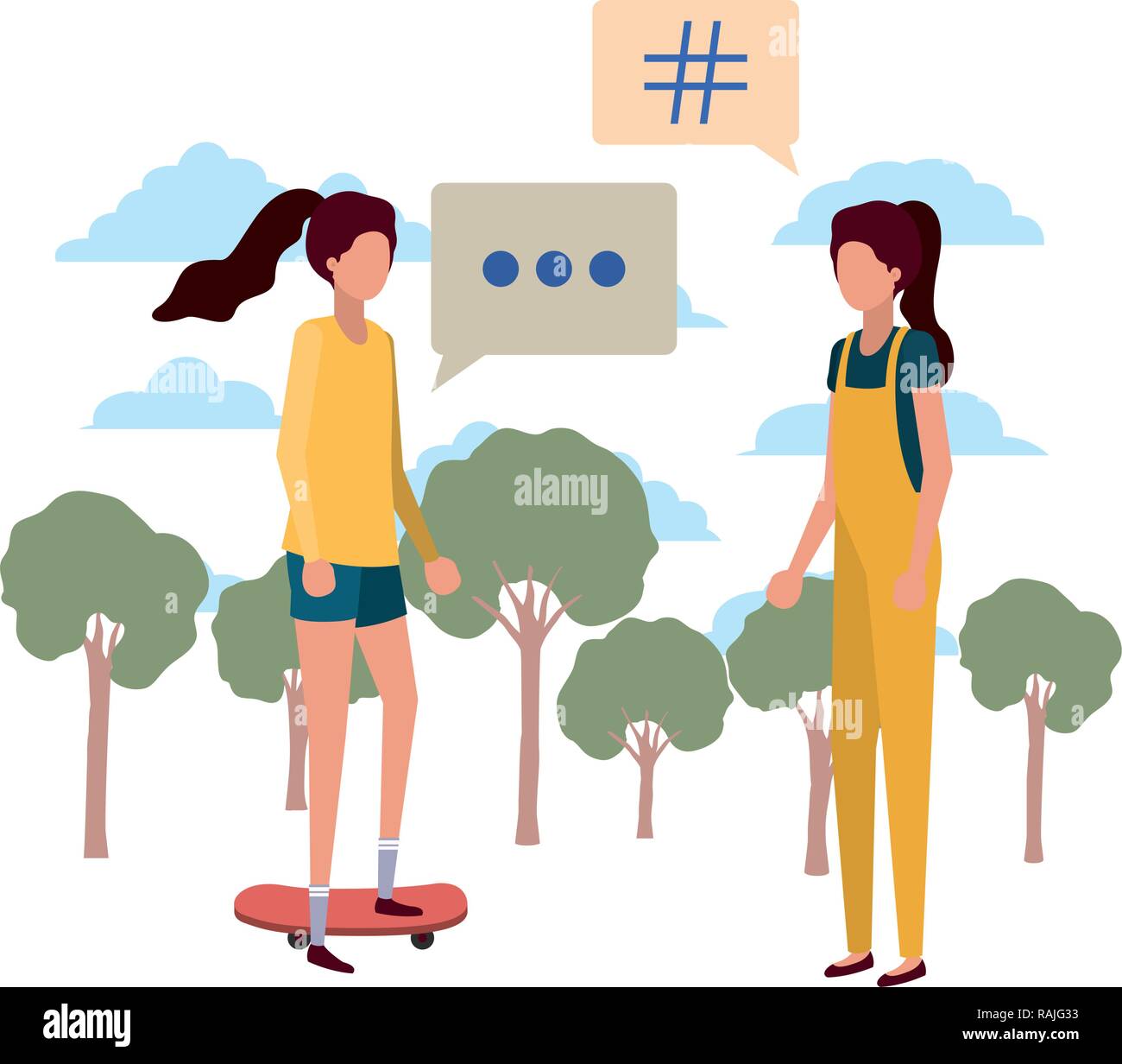 women talking with speech bubble avatar character Stock Vector Image ...