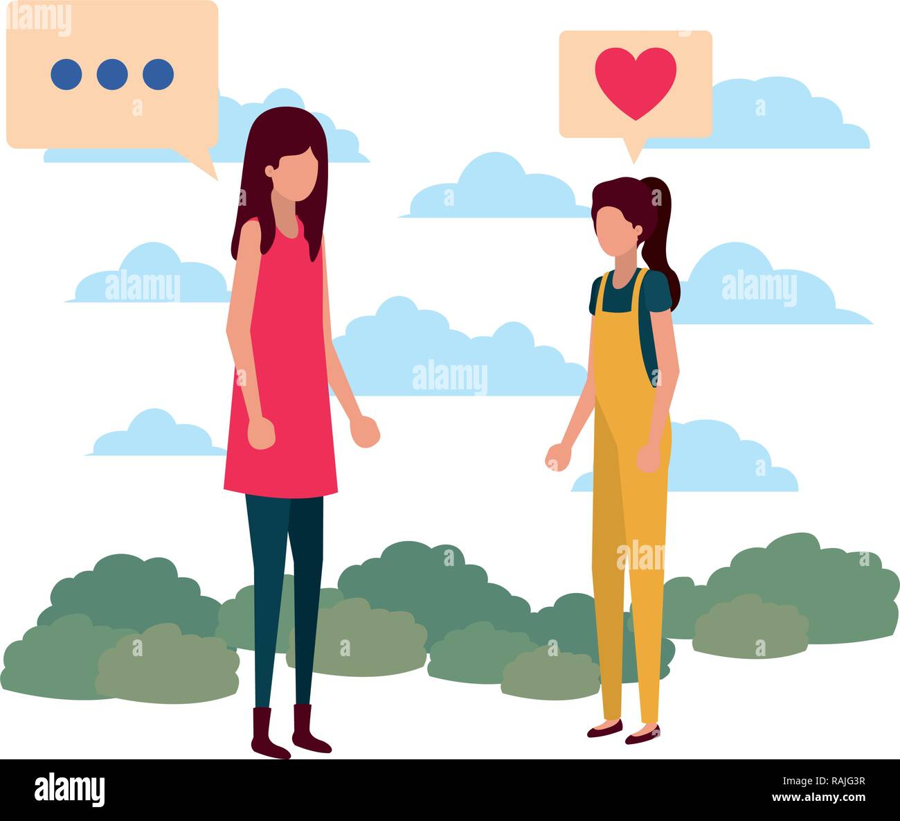 women talking with speech bubble avatar character Stock Vector Image ...