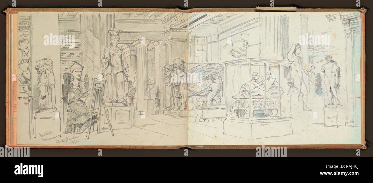 Sketchbook, Preziosi, Amadeo, 1816-1882, pencil, gray wash, white ...