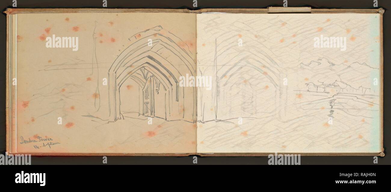 Sketchbook, Preziosi, Amadeo, 1816-1882, pencil, gray wash, white ...