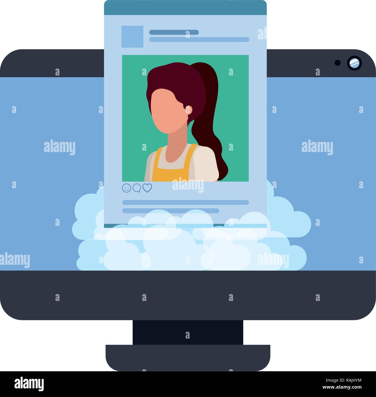 device screen with social network profile avatar character Stock Vector ...