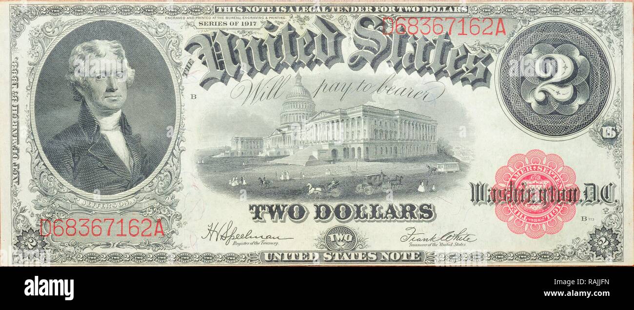 Historic banknote, two dollars USA, 1917 Stock Photo - Alamy