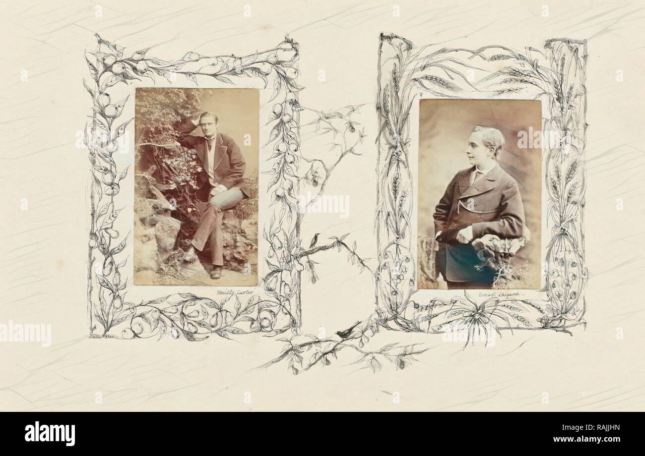 Portrait Neville Carter in rustic setting, bordered by drawing berries ...