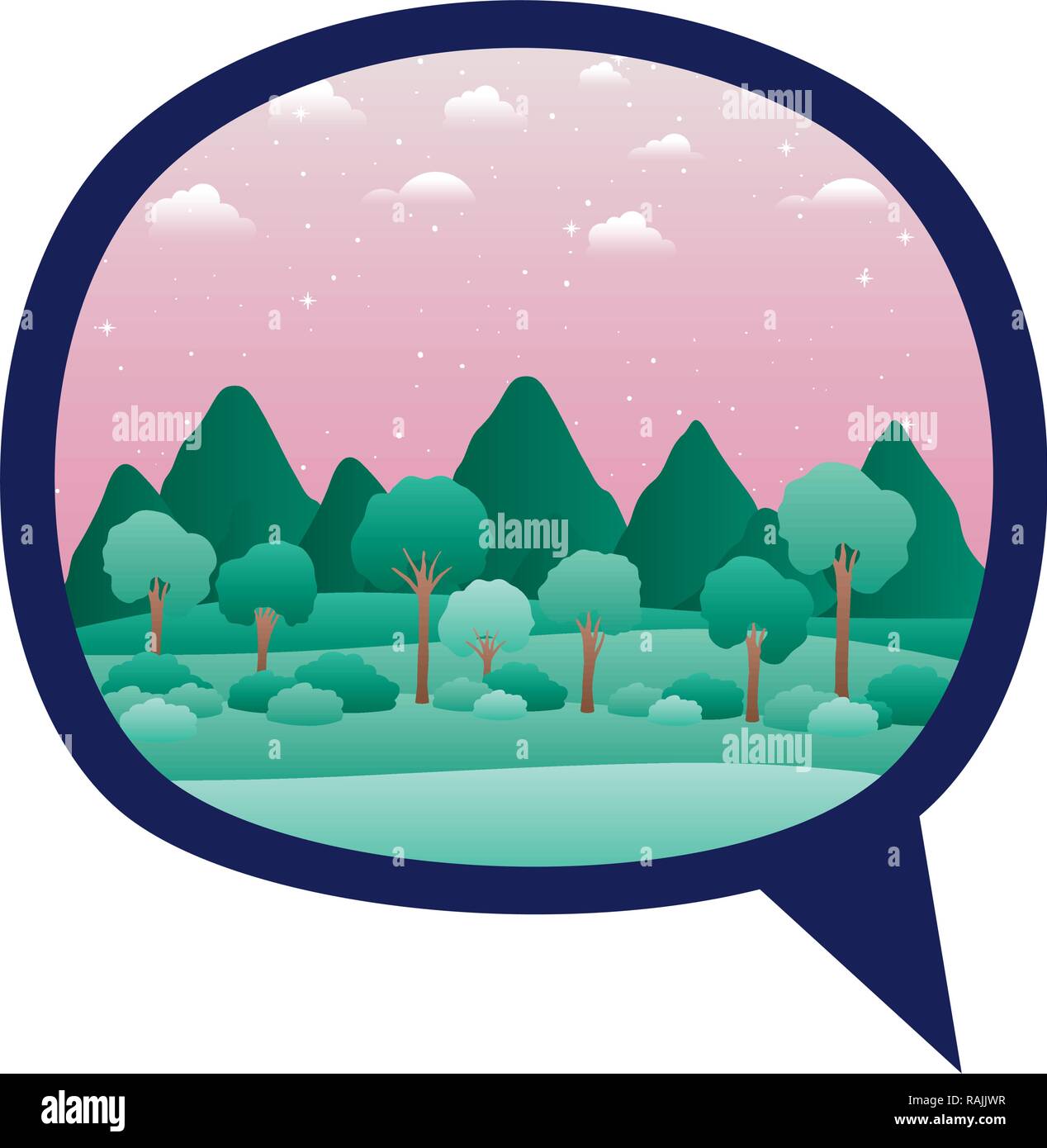 speech bubble with landscape view isolated icon Stock Vector Image ...