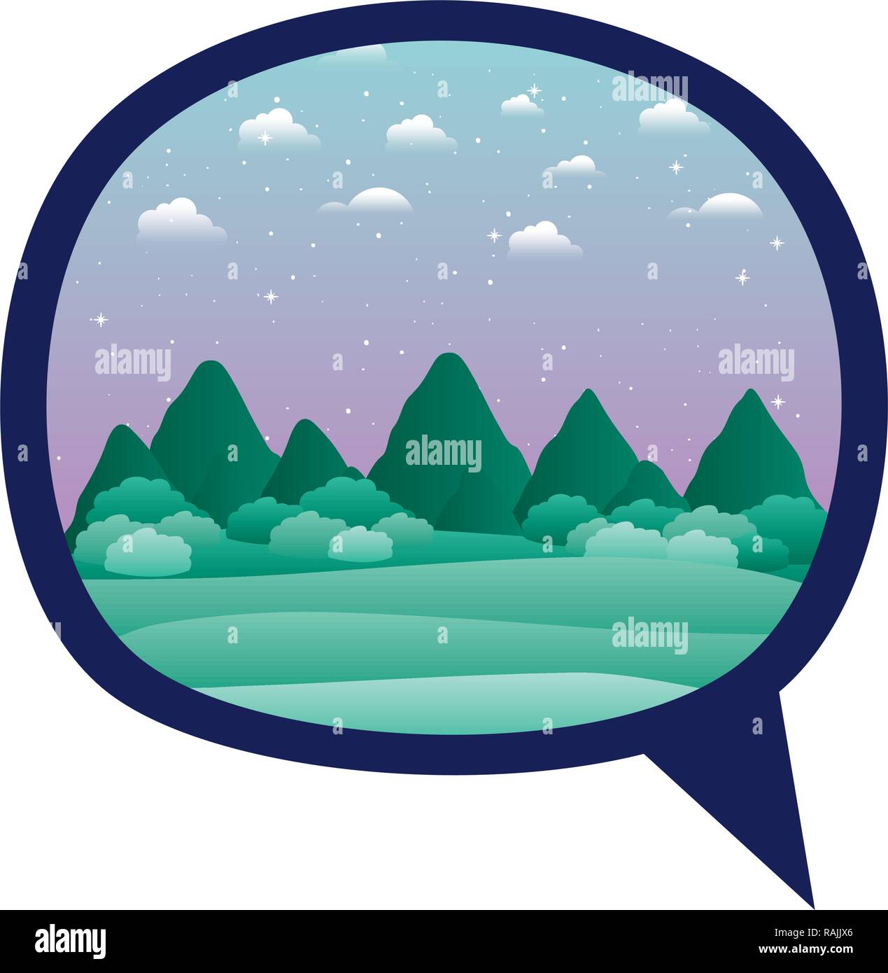 speech bubble with landscape view isolated icon Stock Vector Image ...