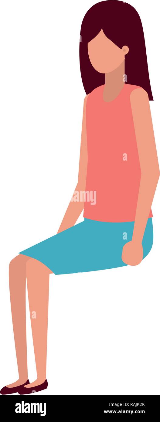 young woman sitting avatar character Stock Vector Image & Art - Alamy