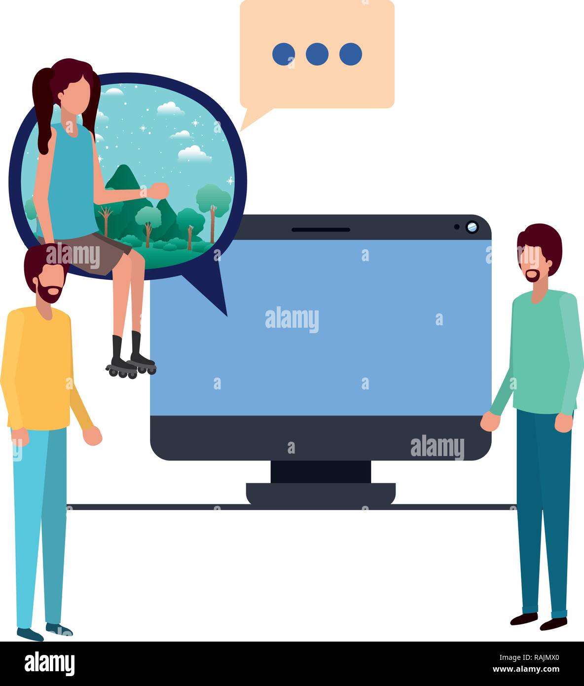 group of people with device screen avatar character Stock Vector Image ...