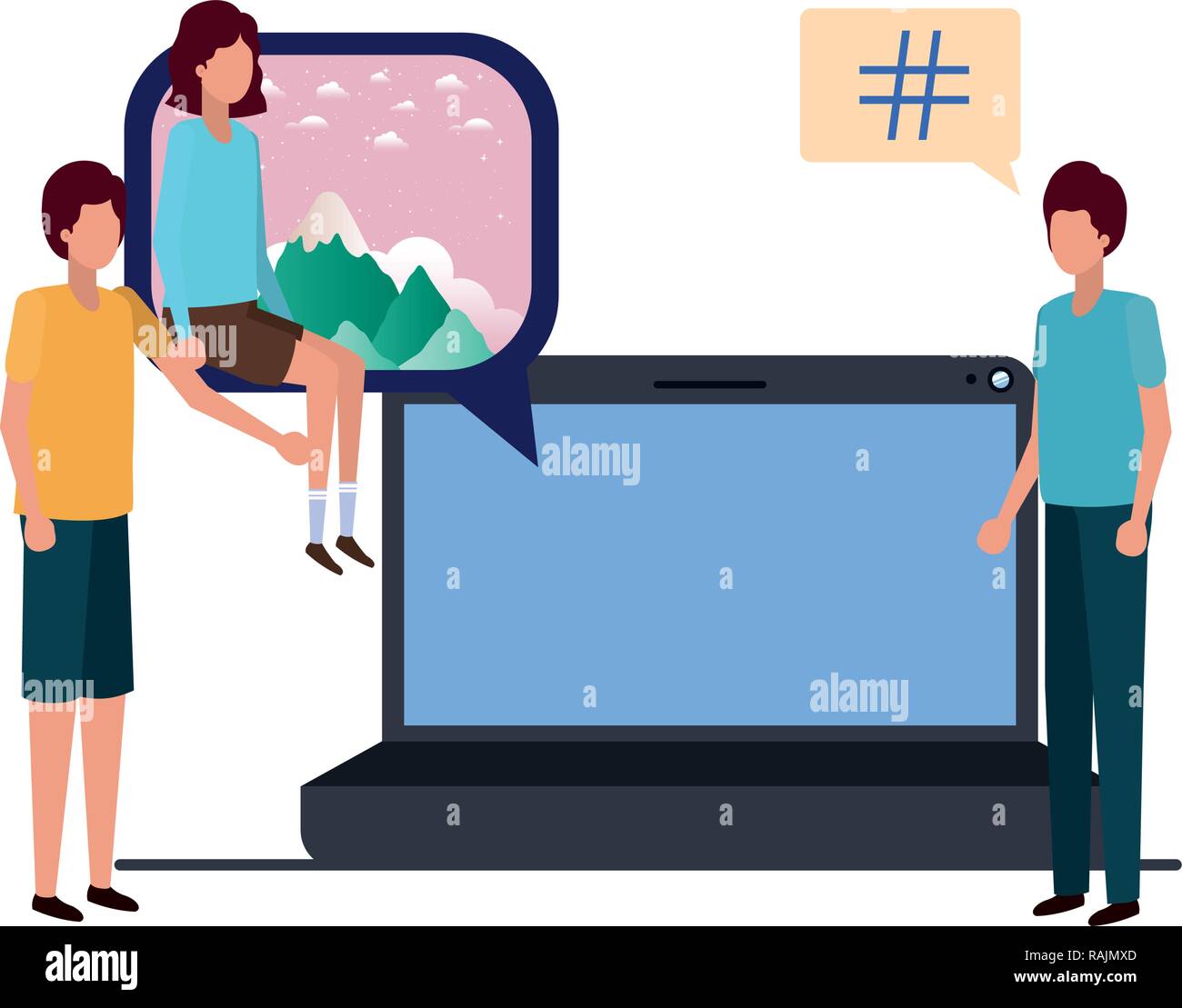 group of people with device screen avatar character Stock Vector Image ...