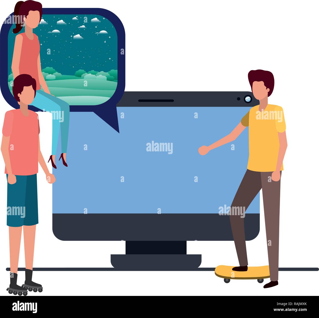 group of people with device screen avatar character Stock Vector Image ...