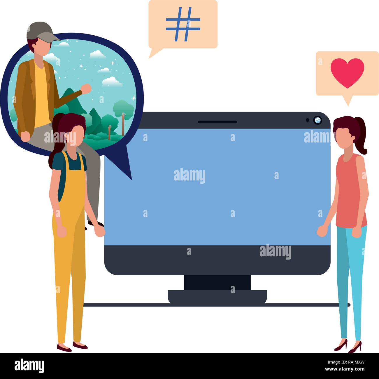 group of people with device screen avatar character Stock Vector Image ...