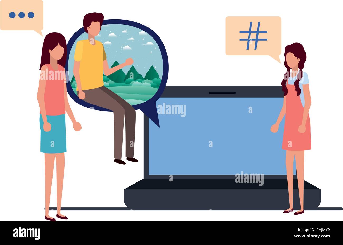 group of people with device screen avatar character Stock Vector Image ...