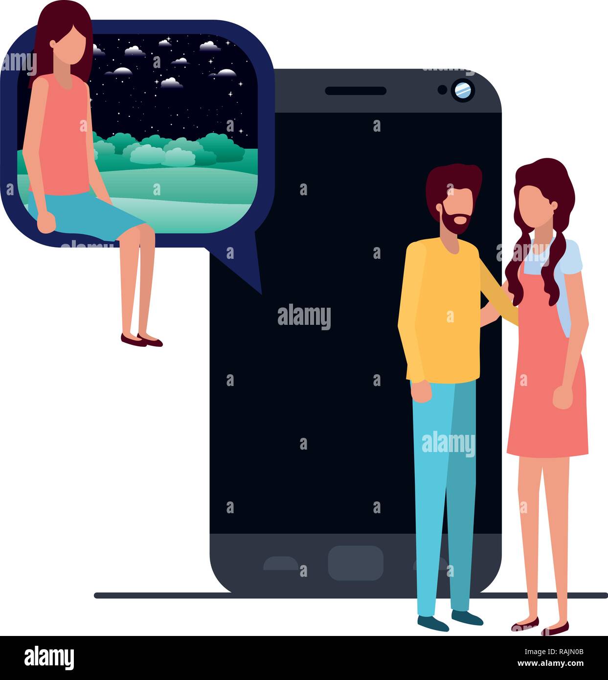 group of people with device screen avatar character Stock Vector Image ...