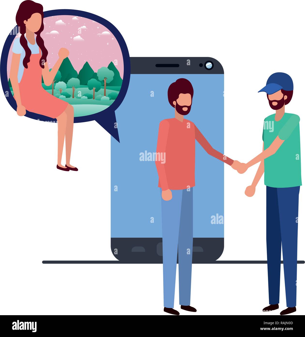 group of people with device screen avatar character Stock Vector Image ...