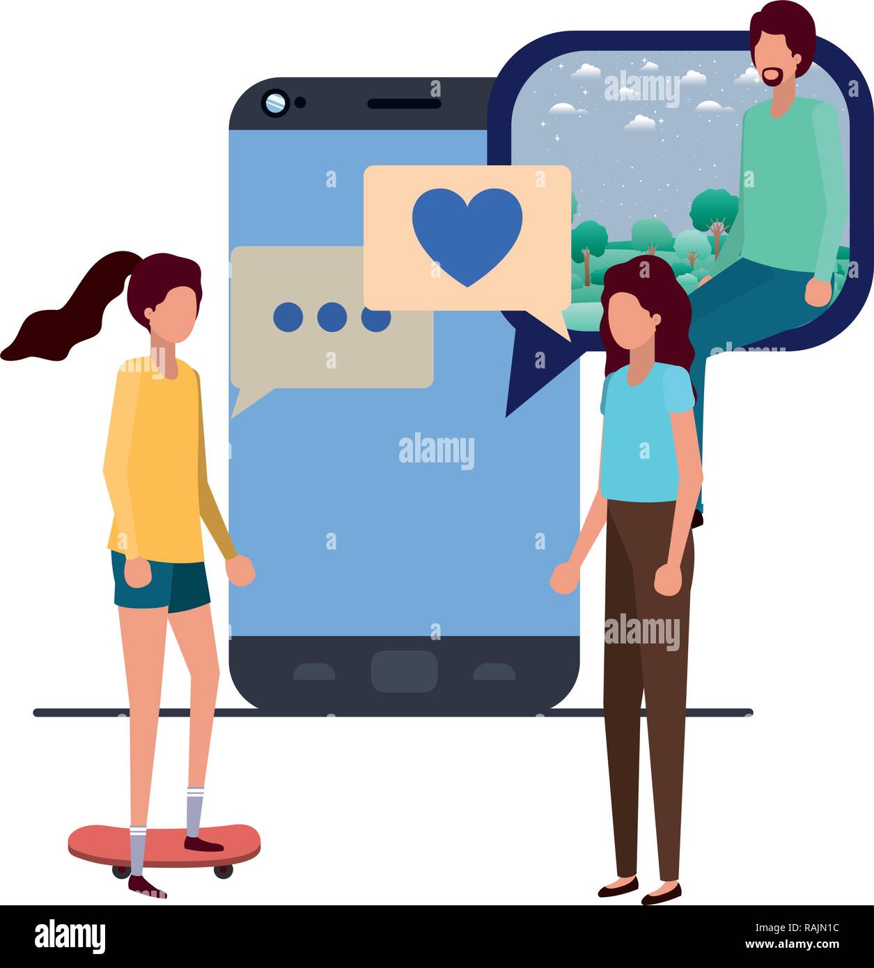 group of people with device screen avatar character Stock Vector Image ...