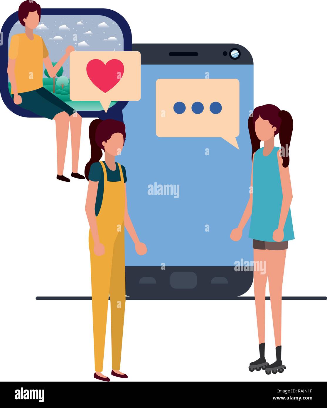 group of people with device screen avatar character Stock Vector Image ...