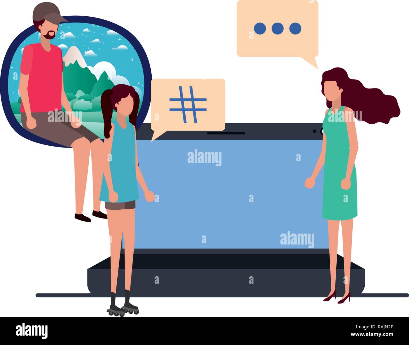 group of people with device screen avatar character Stock Vector Image ...