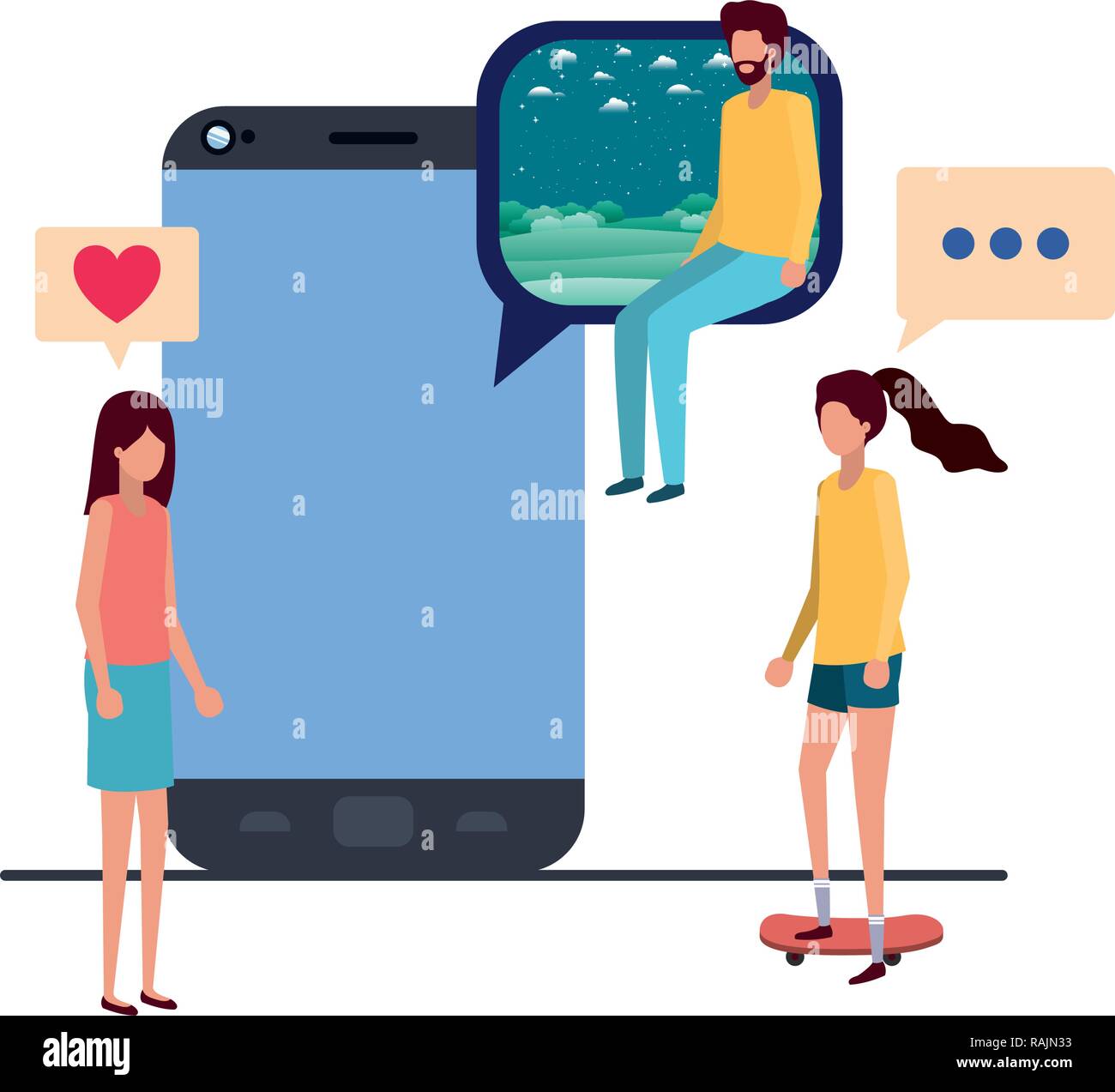 group of people with device screen avatar character Stock Vector Image ...