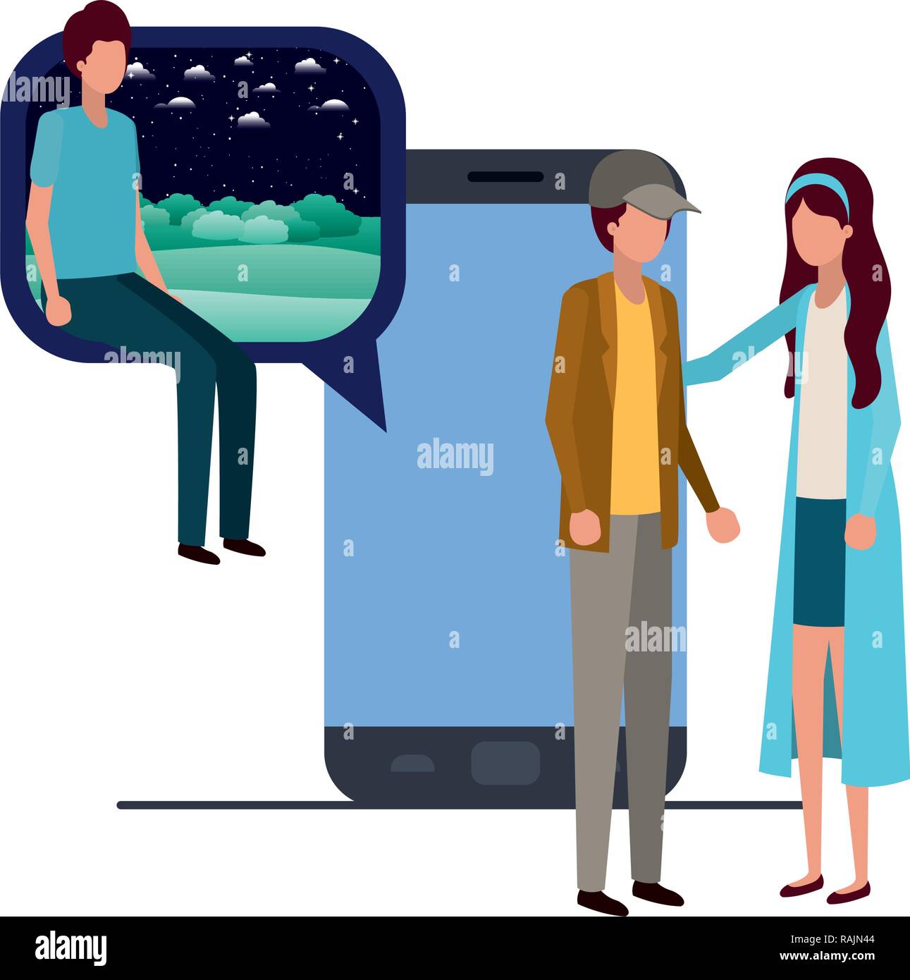 group of people with device screen avatar character Stock Vector Image ...