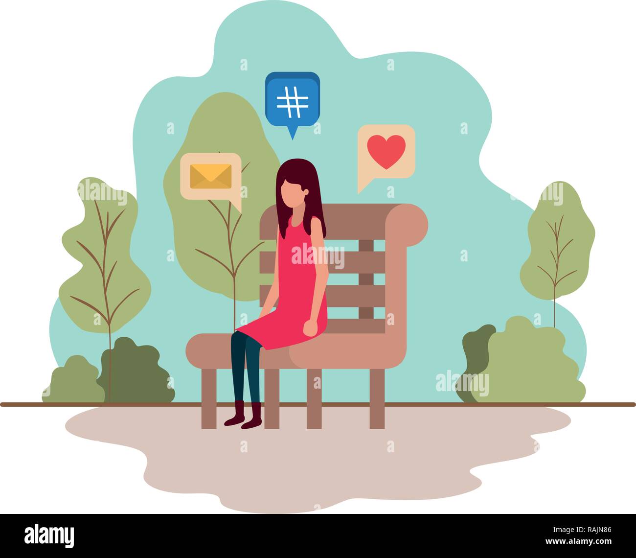 Tranquil calm young woman Stock Vector Images - Alamy