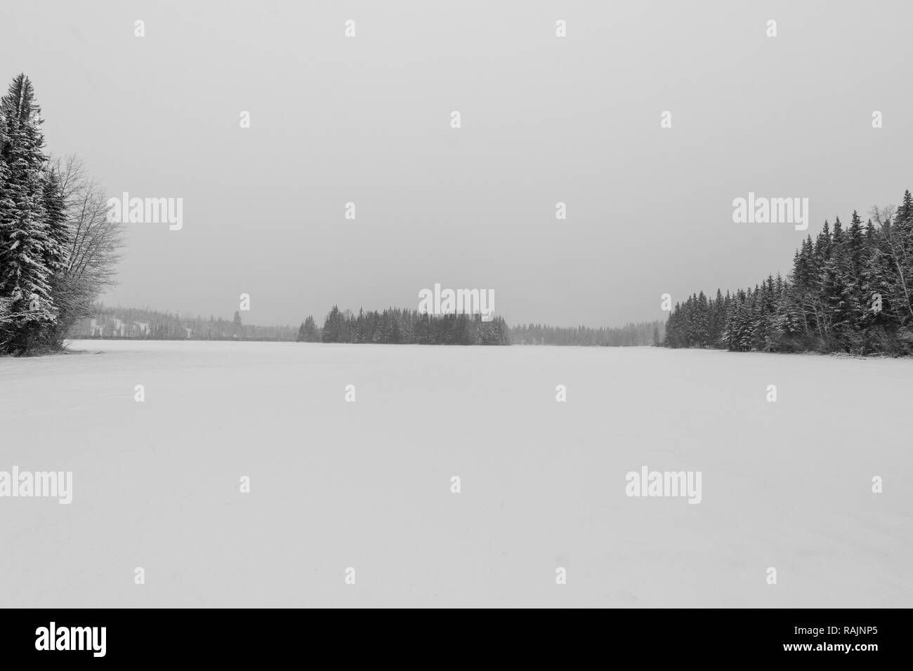 Snow Covered Canadian Lake Stock Photo - Alamy