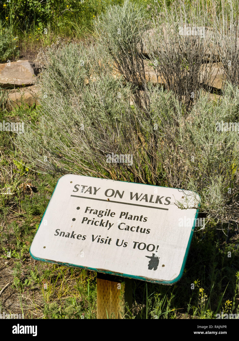 "Stay On Walks" Hikers Beware Sign in Great Falls, Montana Stock Photo ...
