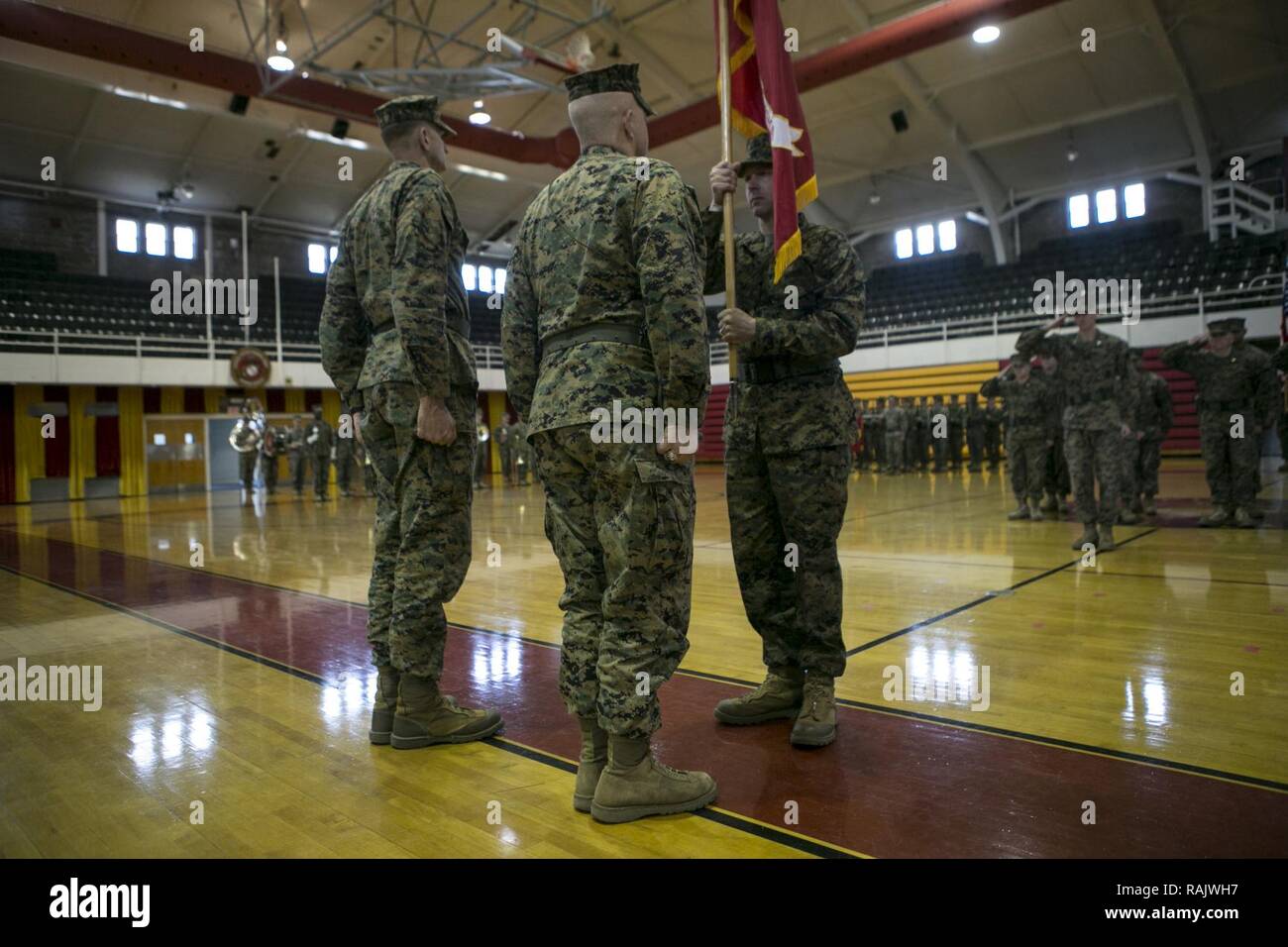 U.S. Marine Corps Lt. Col. John C. Golden, right, off going commanding ...