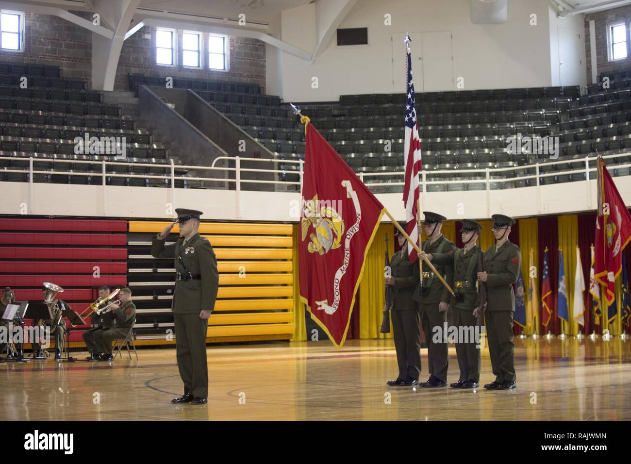 U.S. Marines with the 2nd Marine Division (2d MARDIV) color guard ...