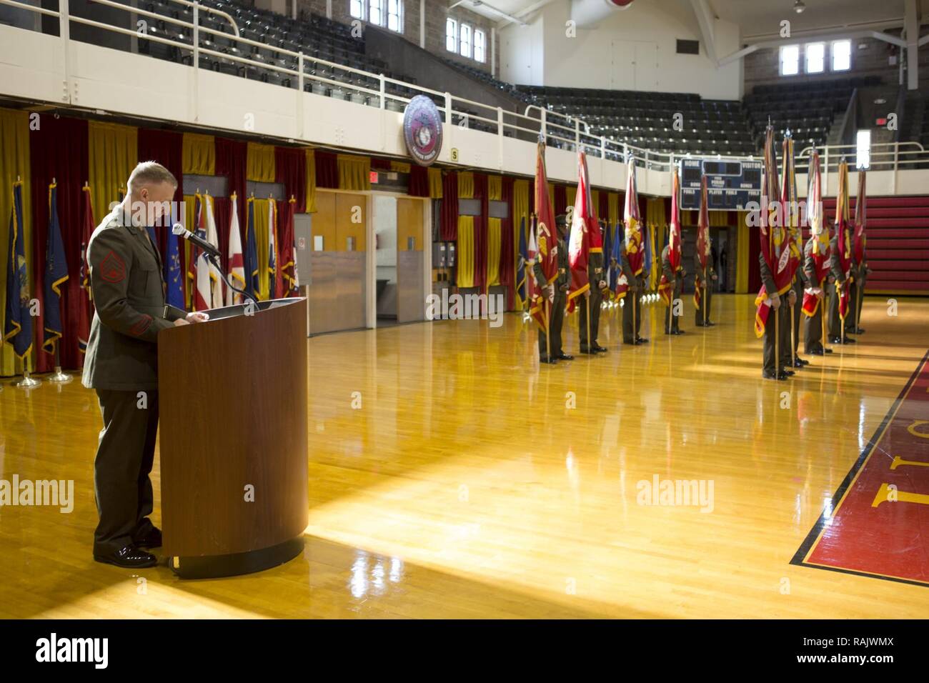 U.S. Marine Corps Staff Sgt. Christopher O'Quin, master of ceremonies ...