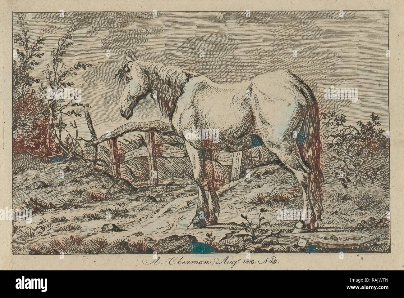 Single horse, Anthony Oberman, 1810. Reimagined by Gibon. Classic art ...