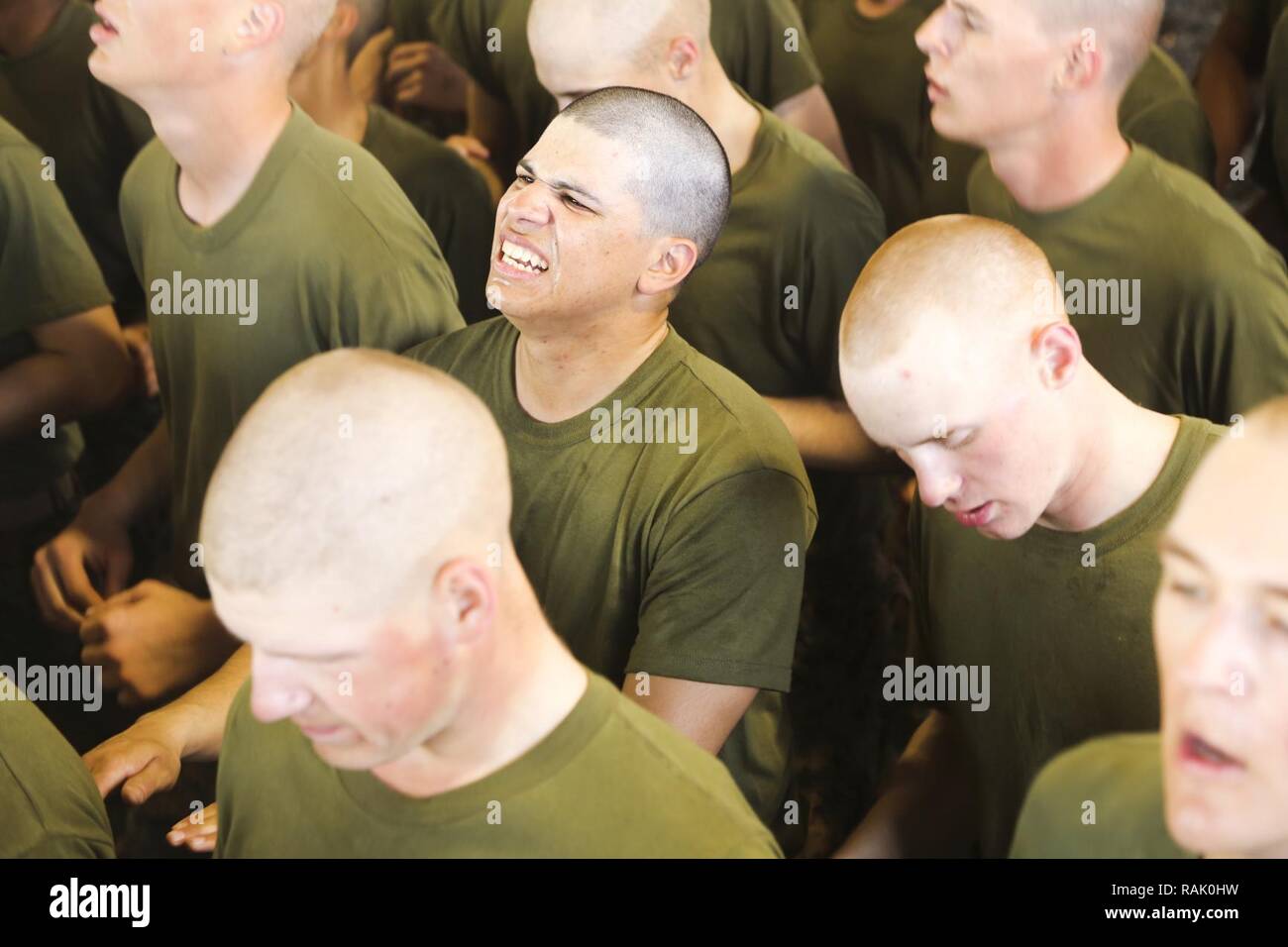 U.S. Marine Corps recruits with Platoon 2024, Echo Company, 2nd Battalion, Recruit Training ...