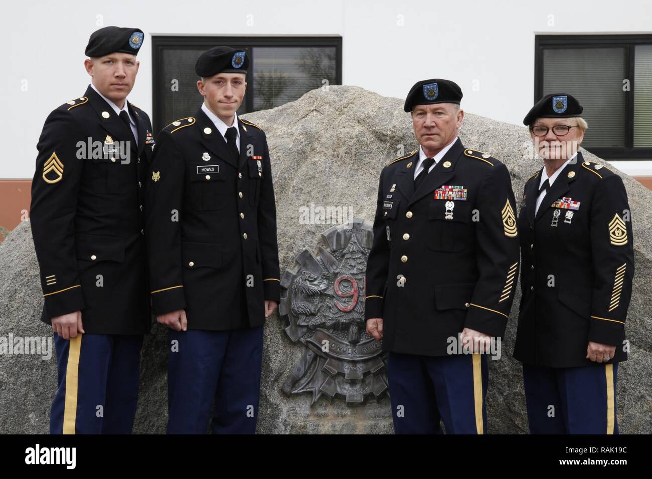 U.S. Army Command Sgts. Maj. Denise McCleary (far right) and James ...