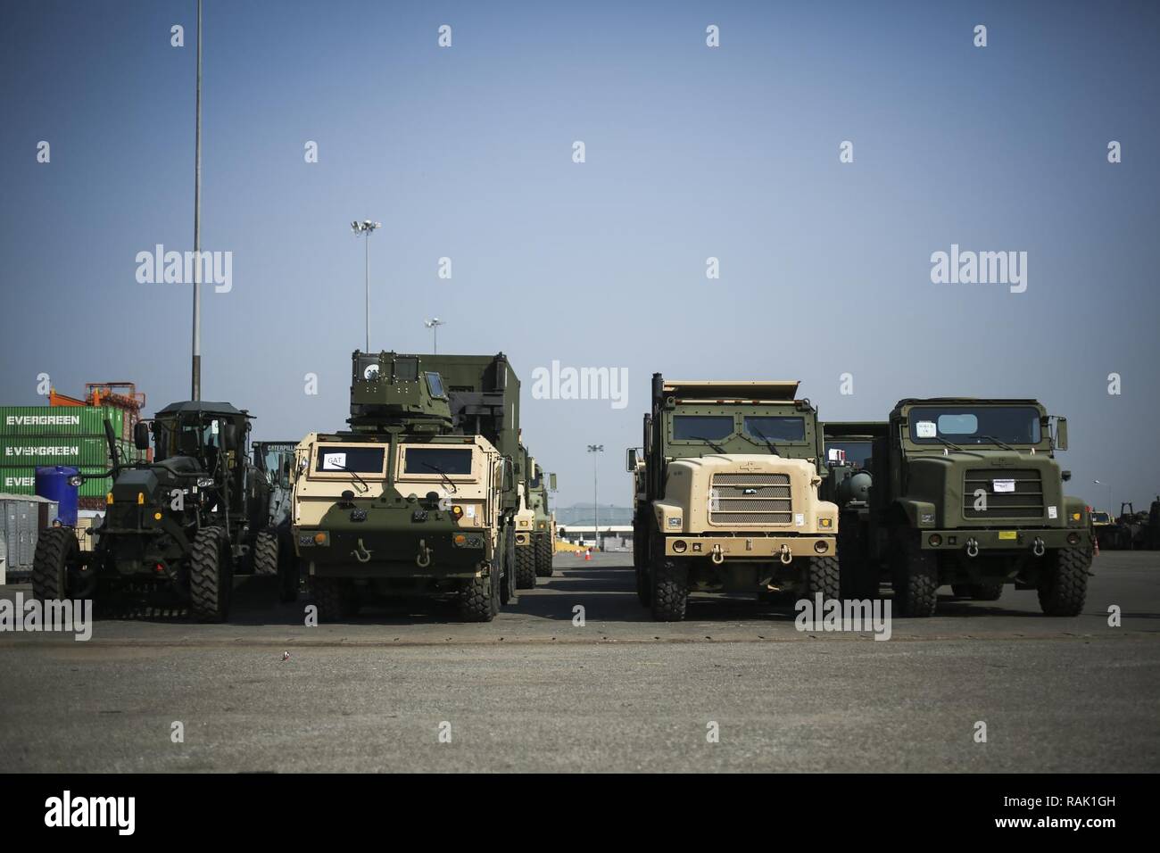 U.S. Marines with Combat Logistics Battalion 4 offload tactical ...