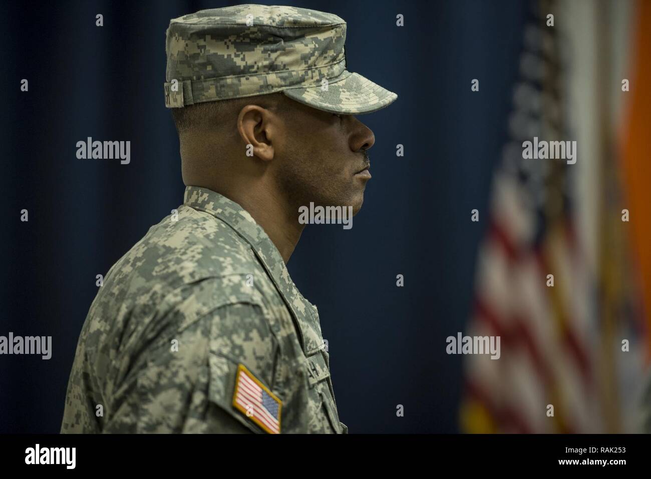 U.S. Army Reserve 1st Sgt. Warren Waugh, of Detachment 6, 335th Signal ...