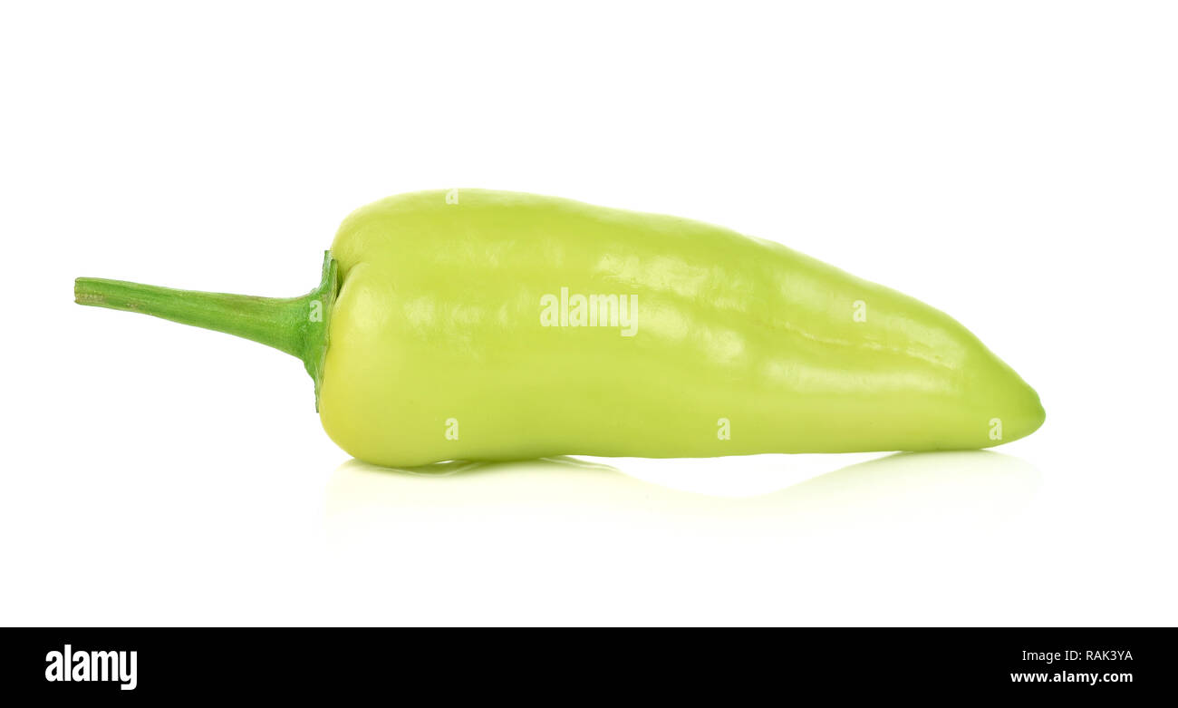 Green hot chili pepper isolated on the white background Stock Photo - Alamy