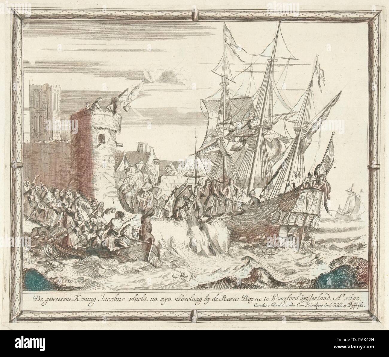 Flight of James after his defeat at the Boyne, 1690, Hugo Allard, Carel ...