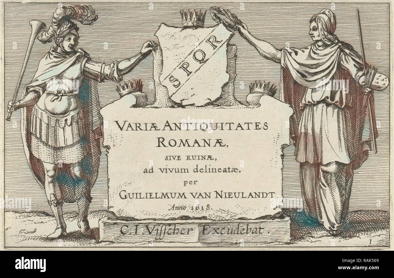 A monumental stone with Roman S.P.Q.R. motto is crowned with three ...