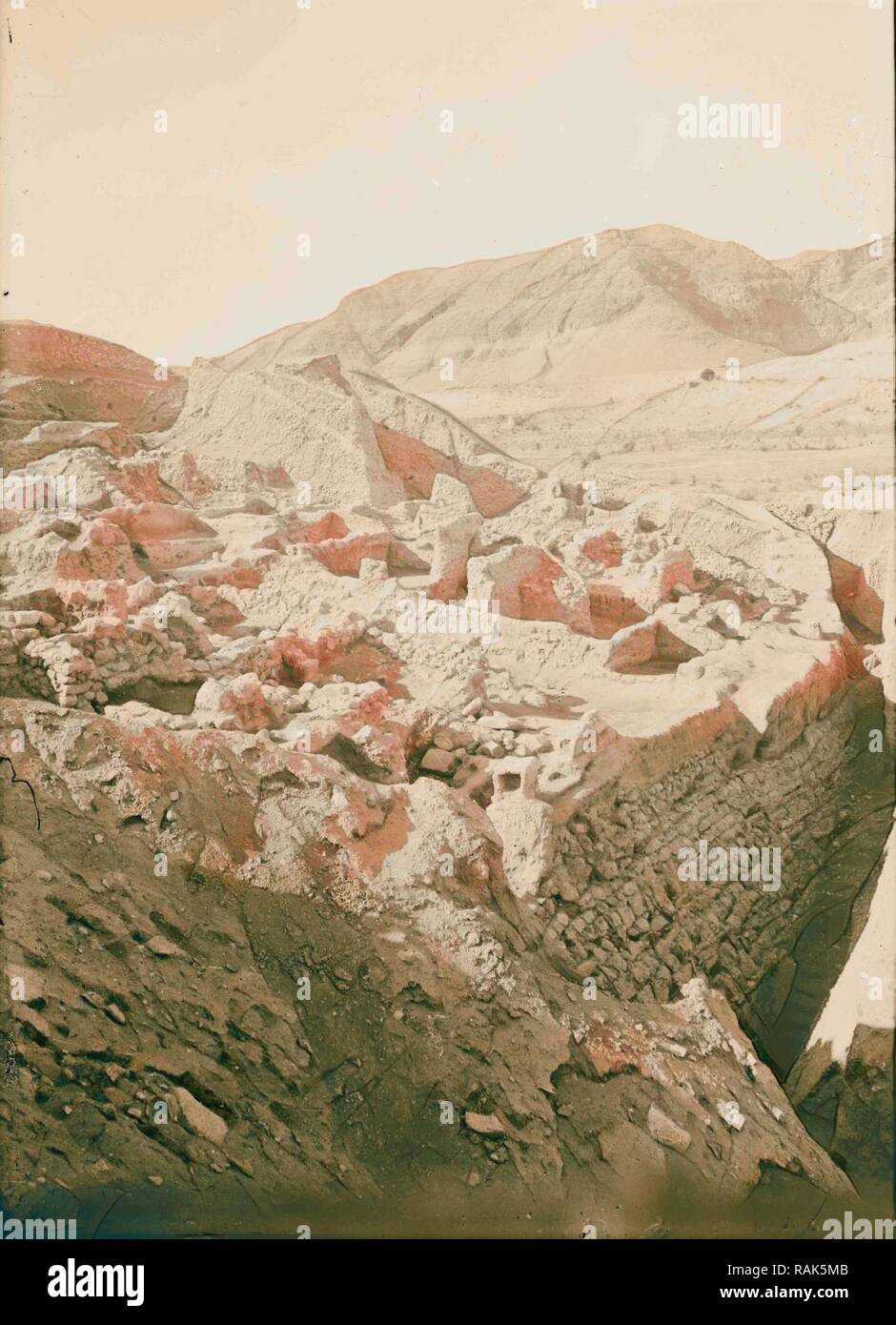 Road to Jericho, Jordan, Ruins of ancient Jericho, from the east 1900 ...