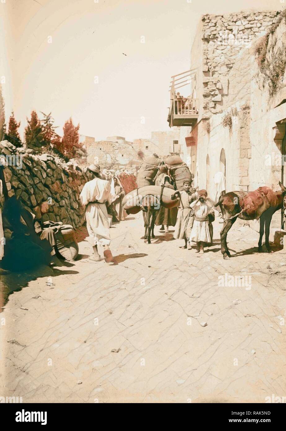 Street at Ramallah 1900, West Bank, Rām Allāh. Reimagined by Gibon ...
